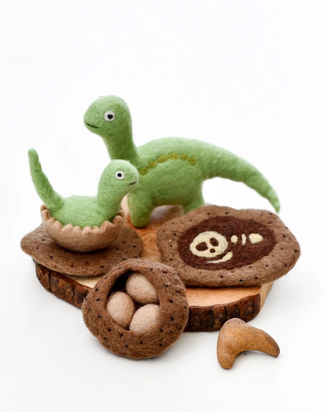 Felt Brontosaurus Dinosaur Life Stages, Eggs, Hatchling, Fossil Toys ...