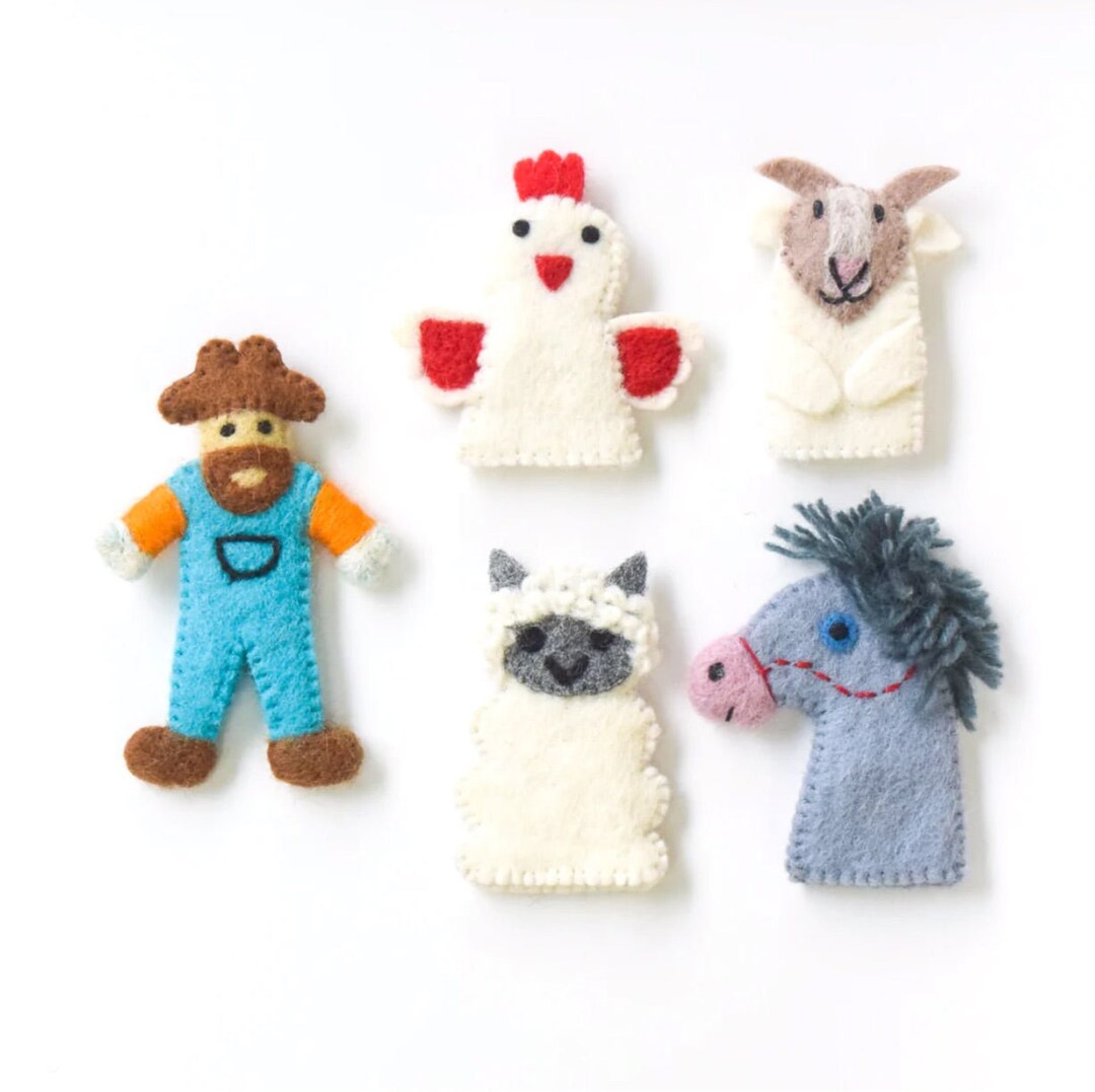 Old Mcdonald Farm Animal Finger Puppets Sheep Hen Horse - Etsy