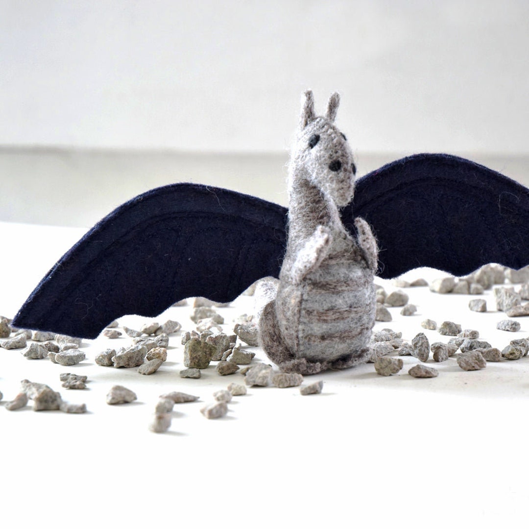 Blue/grey Navy Dragon Wool Felt Toy, Handmade Wool Dragon Kids Toy ...