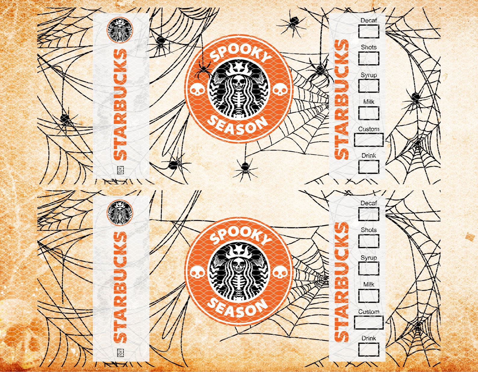 2 in 1 Spooky Season Starbucks 16oz Libbey Full Wrap Png - Etsy