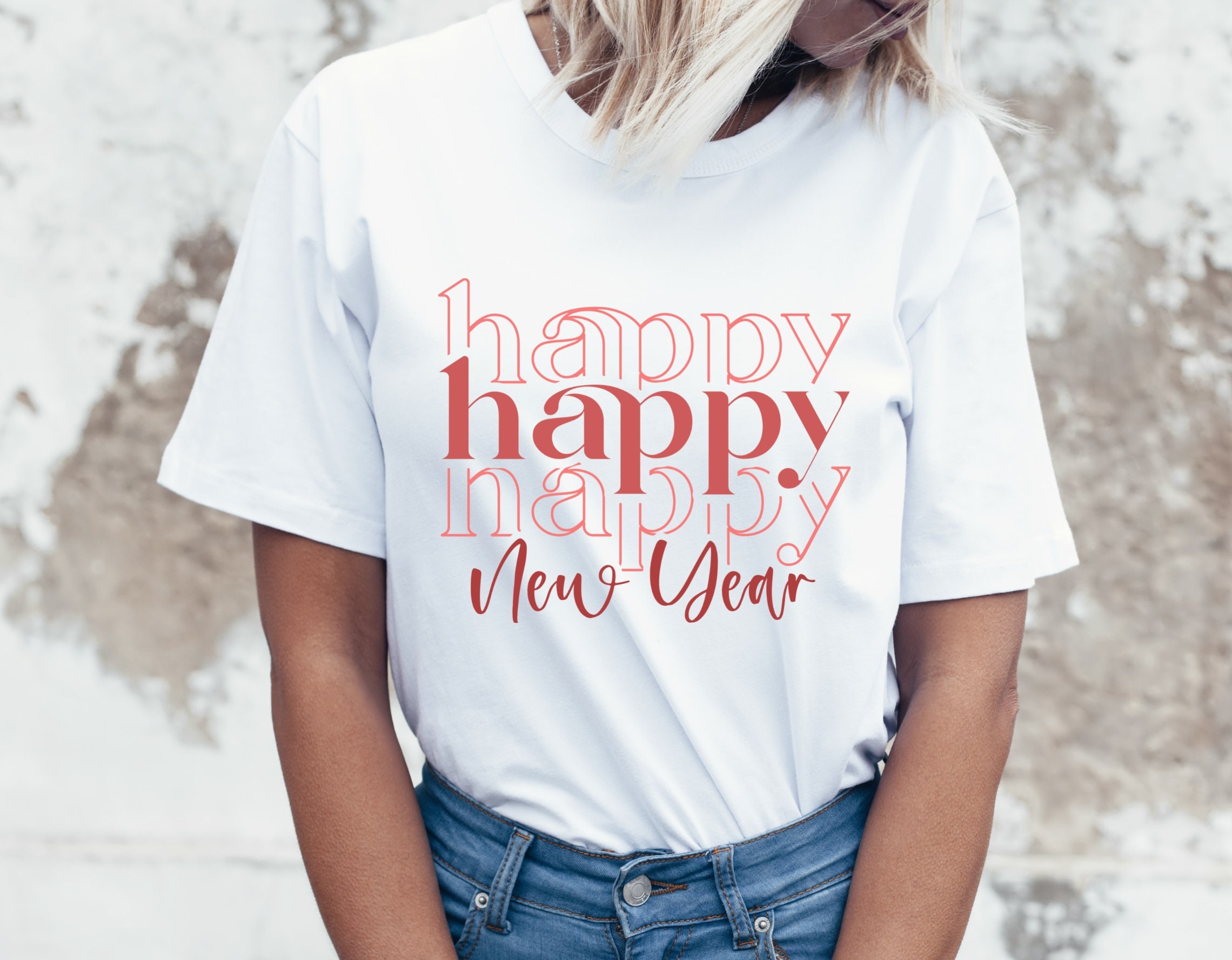 Happy Happy Happy New Year Svg Happy New Year Stacked Svg - Etsy