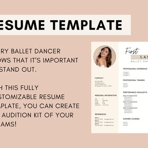 Ballet Resume and Cover Letter Template in Neutral for Ballerina ...