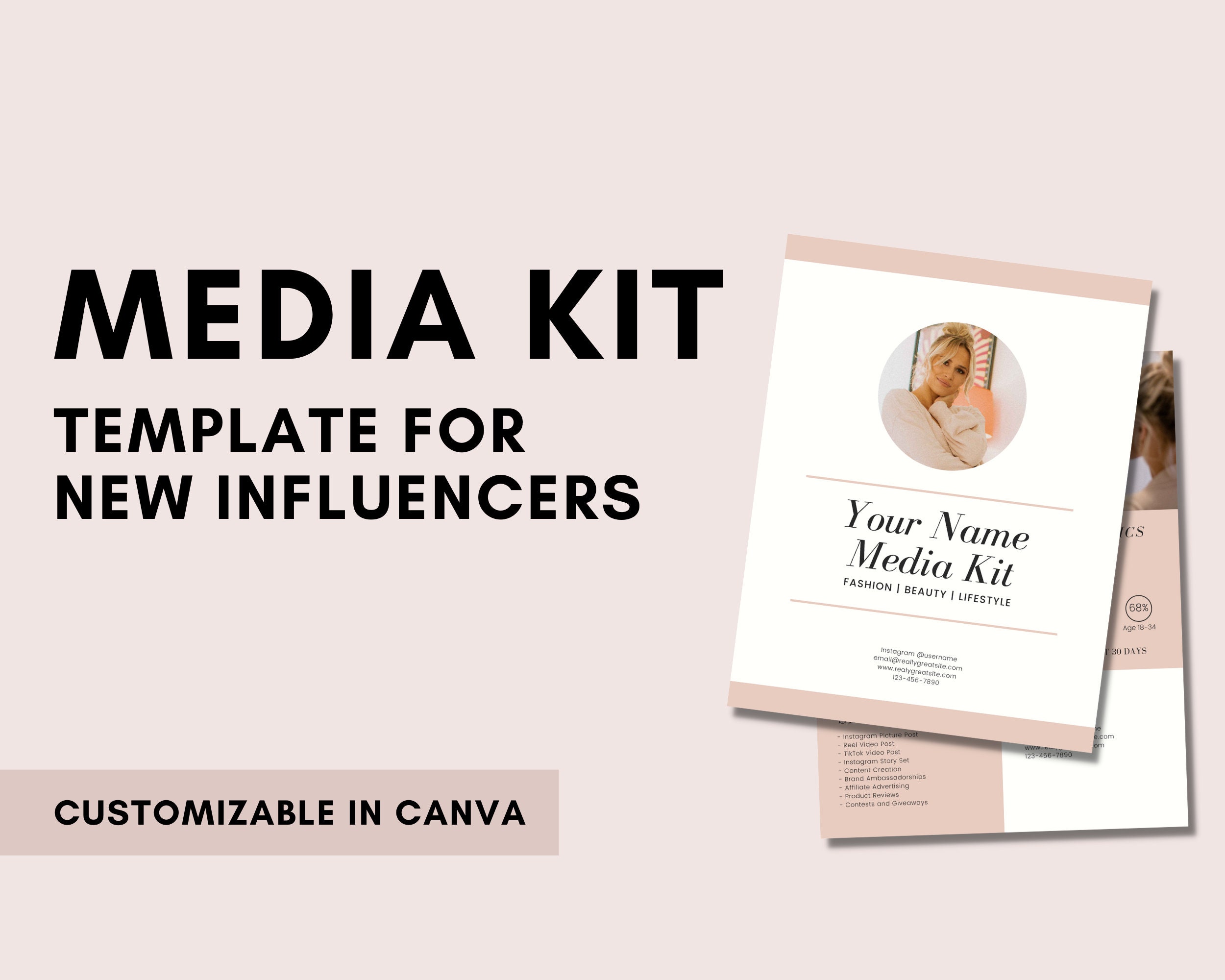 Influencer Media Kit Template for Beginner Influencers for Instagram ...