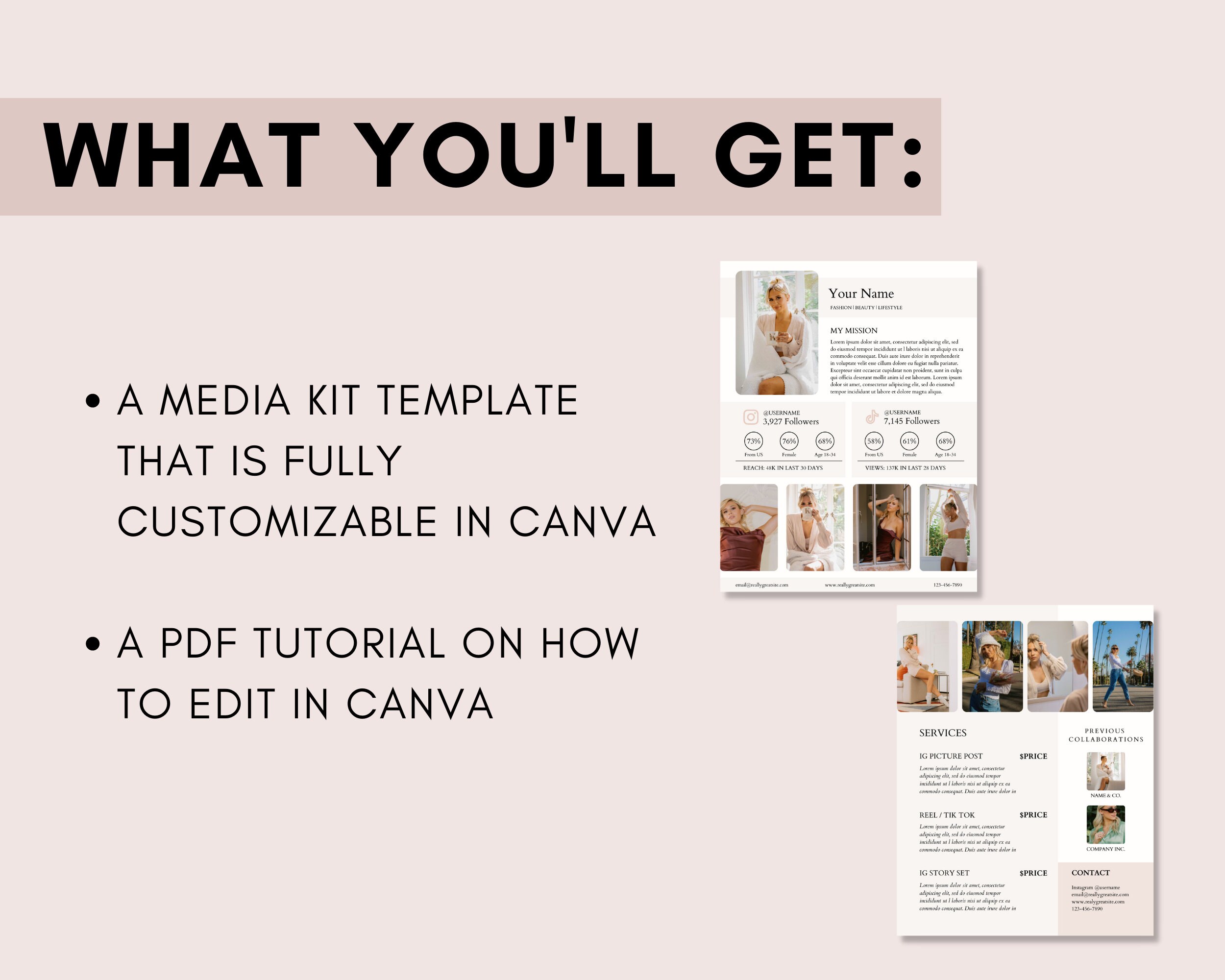 Influencer Media Kit Template for Experienced Influencers for Instagram ...