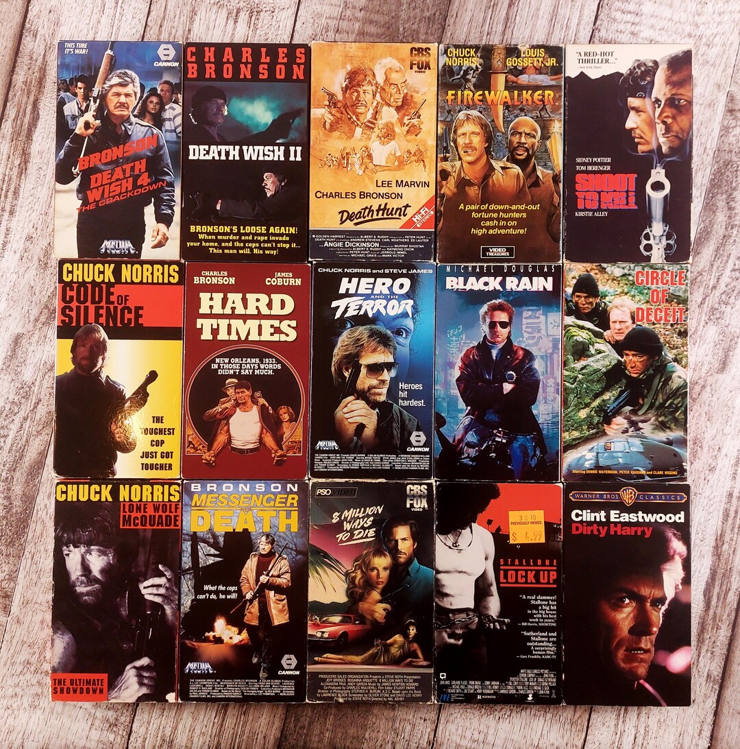 Used Vintage VHS Tapes 80s Action & Crime Thrillers Collectible Retro ...