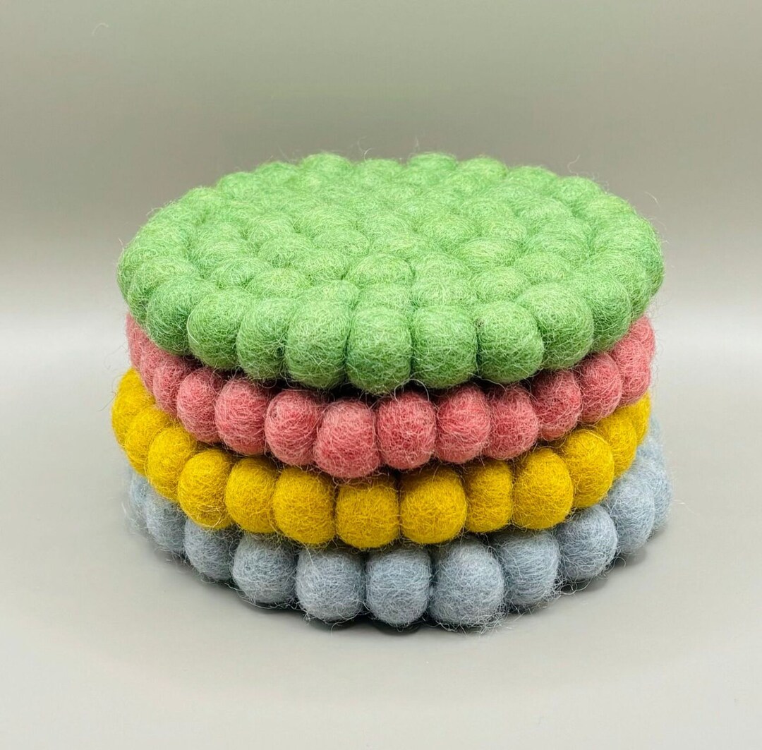 Handmade Felt Ball Coasters - Etsy
