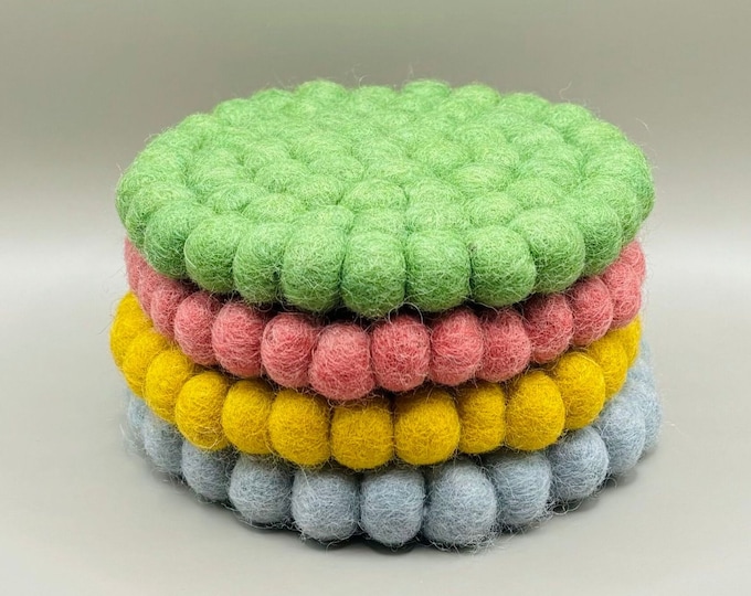 Handmade Felt Ball Coasters - Etsy