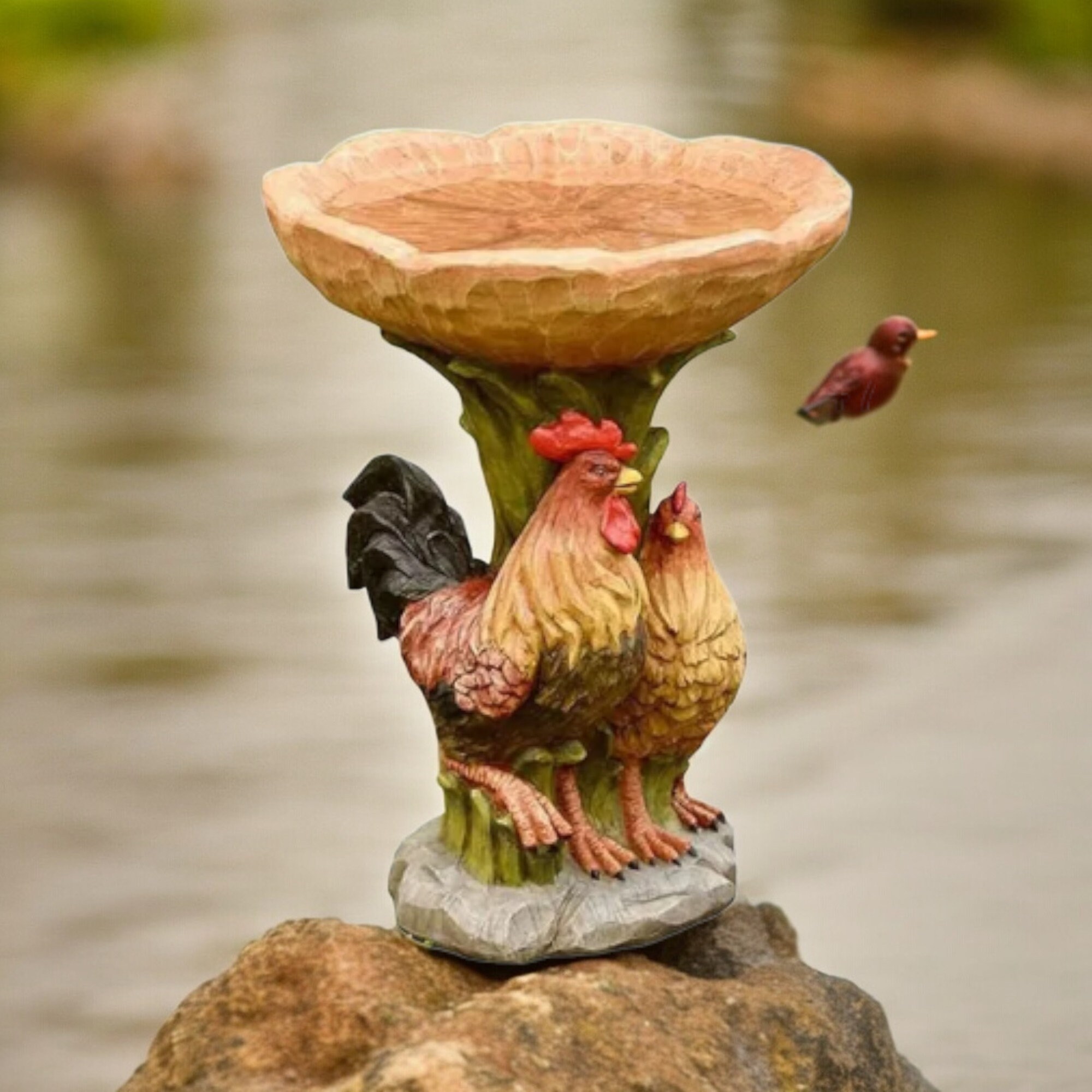 Garden Animal Resin Bird Feeder, Hummingbird Bathtub Outdoor Decorative ...