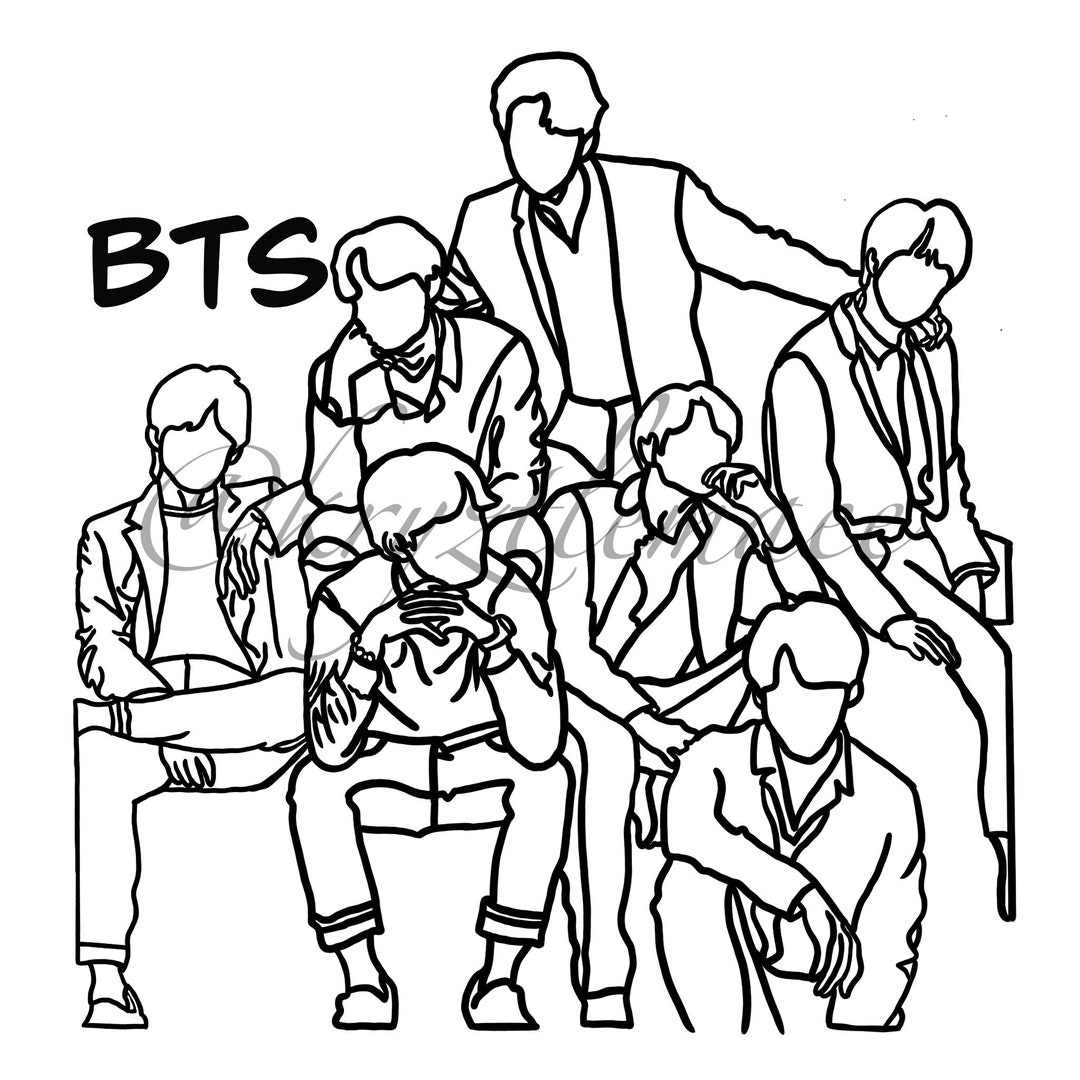 Custom Prints BTS Illustrations Outlined Poster - Etsy