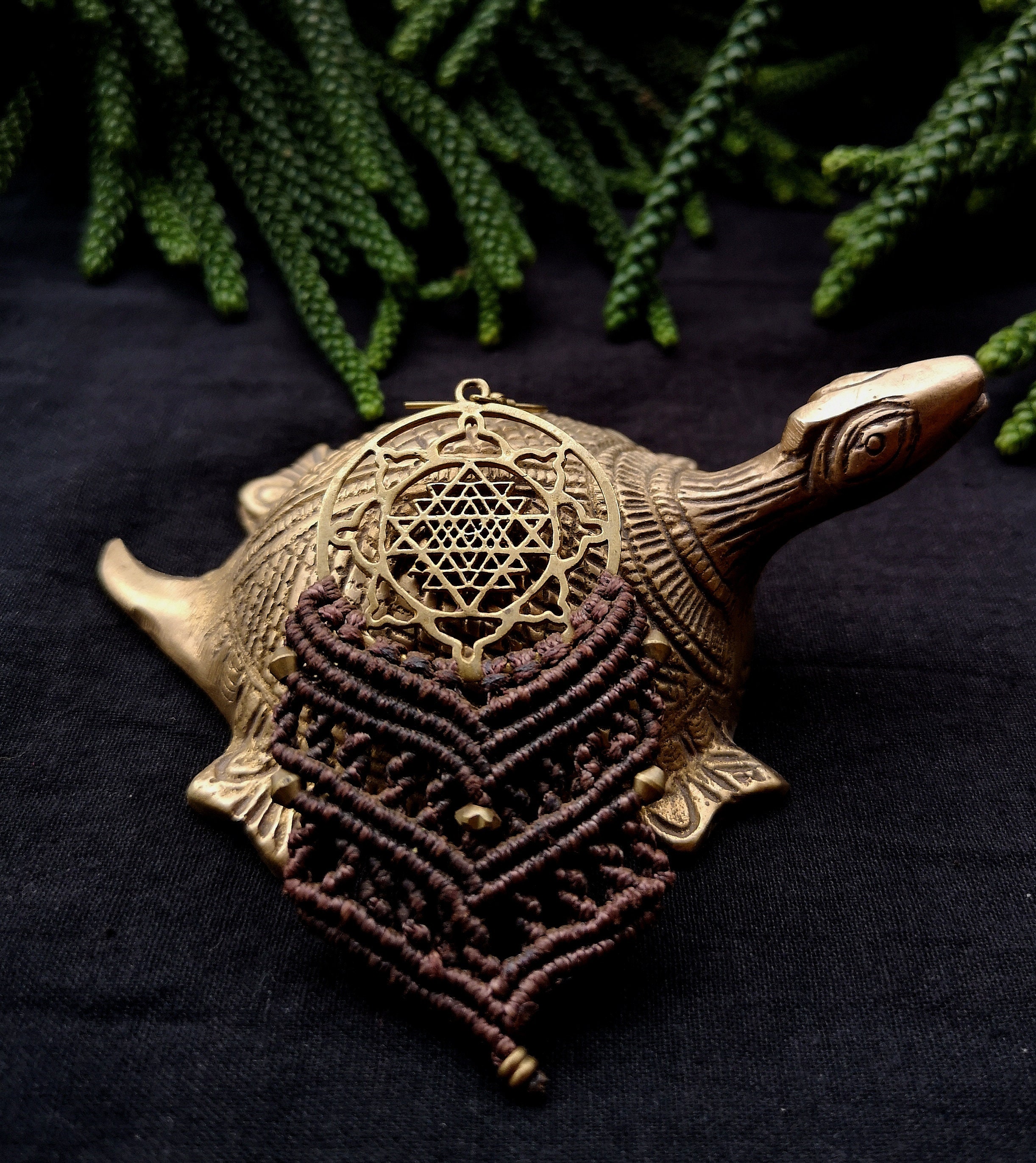 Sri Yantra Earrings, Macrame, Brass, Bohemian Jewelry, Spiritual ...