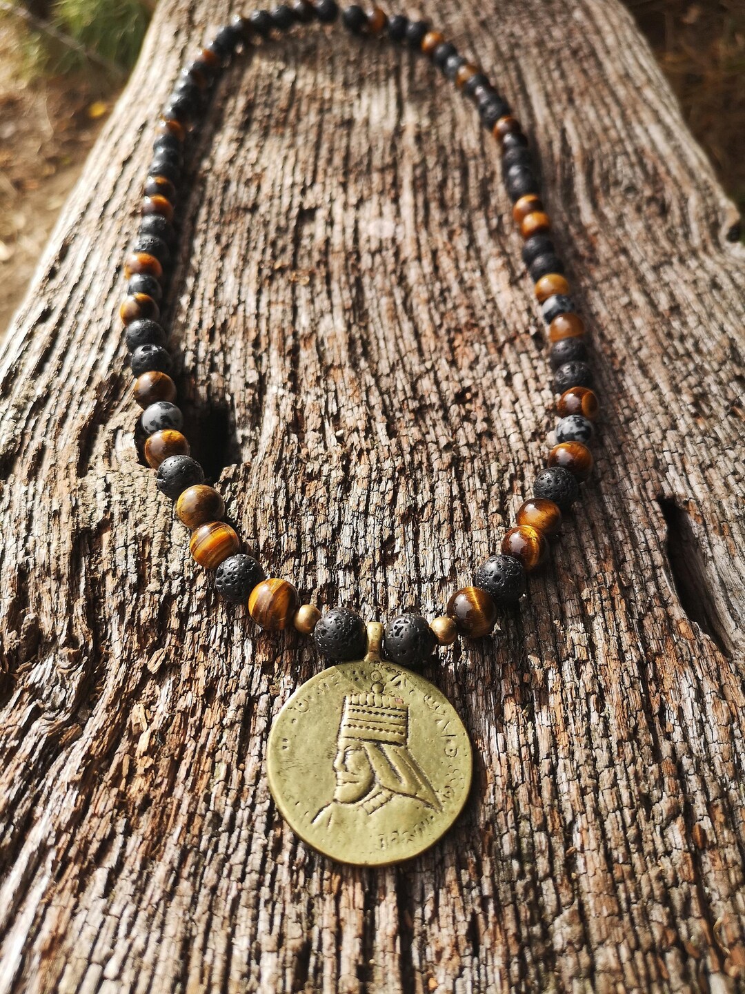 Haile Selassie I, Jah Rastafari, Coronation Coin, Tiger's Eye, Lava ...