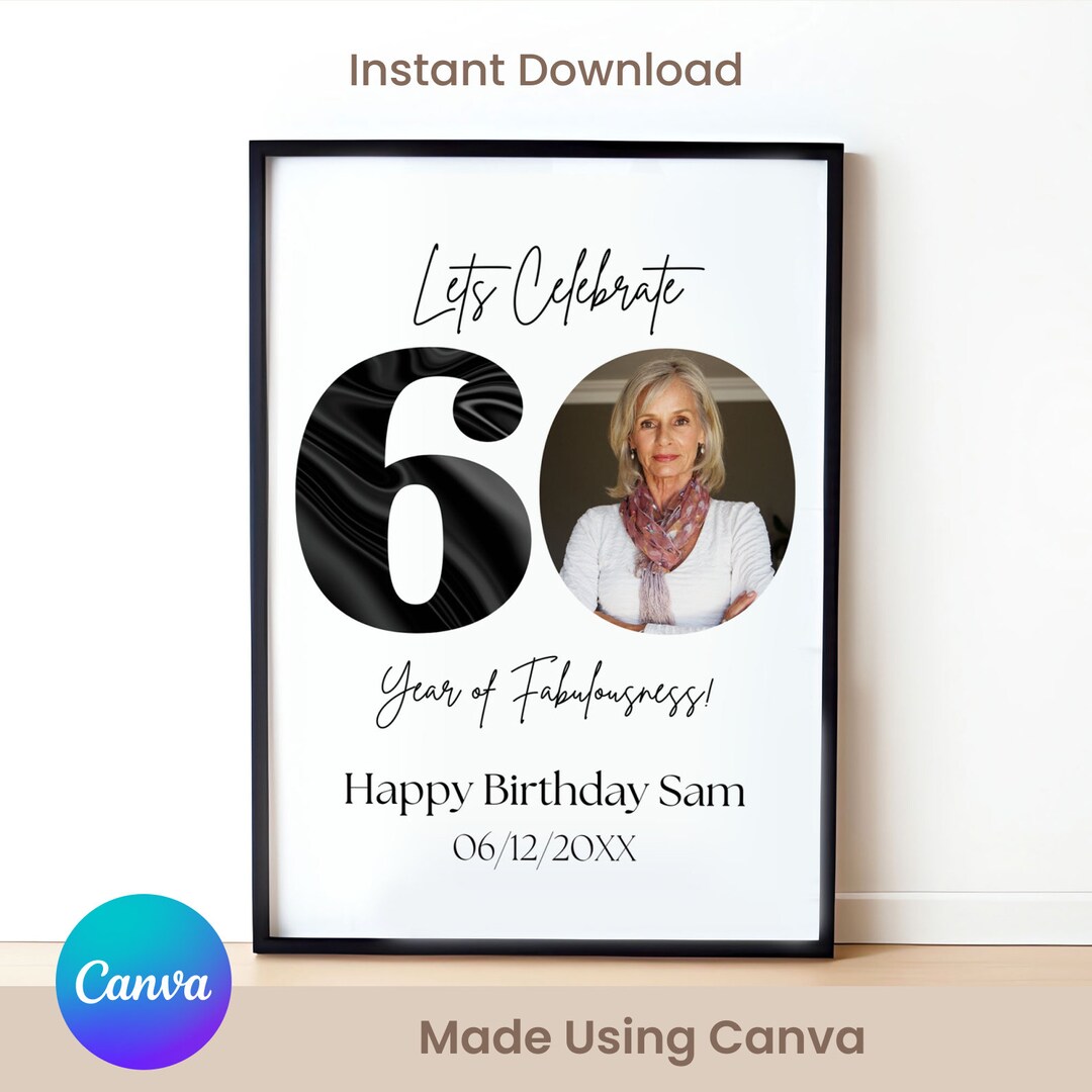 60th Birthday Sign: Celebrating the 60, Personalizable Picture Collage ...