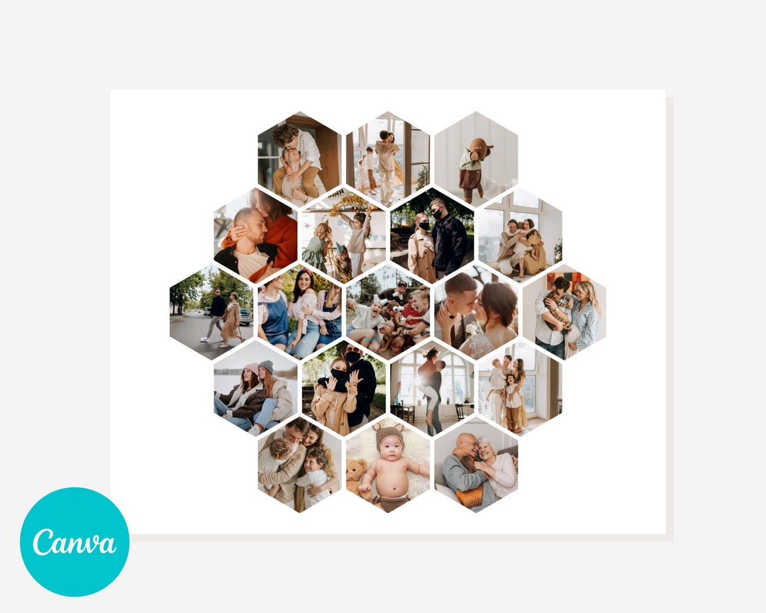 Honeycomb Photo Collage Template - DIY on Canva. 8x10 Photo Collage ...