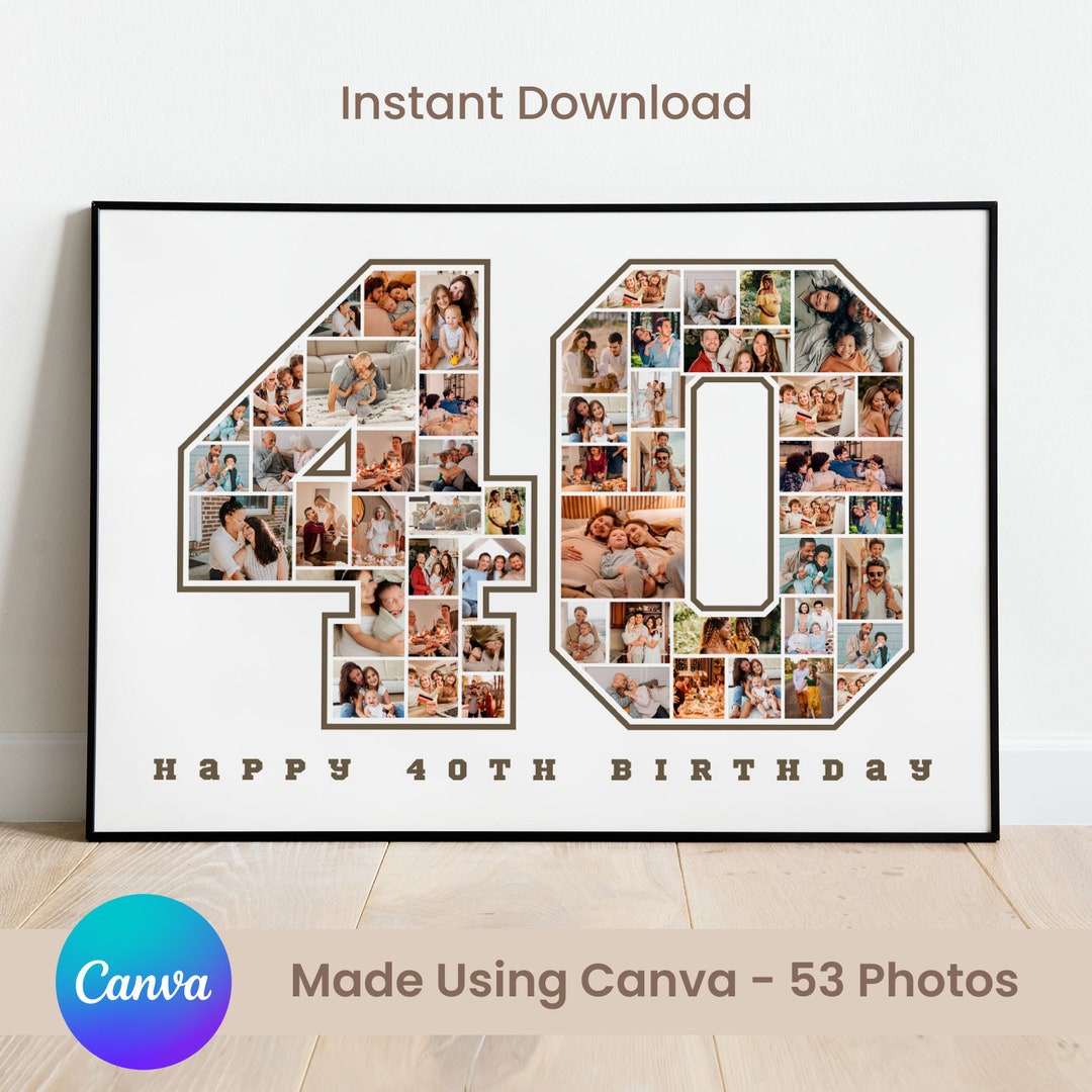 40th Birthday Sign: Celebrating the 40, Personalizable Picture Collage ...