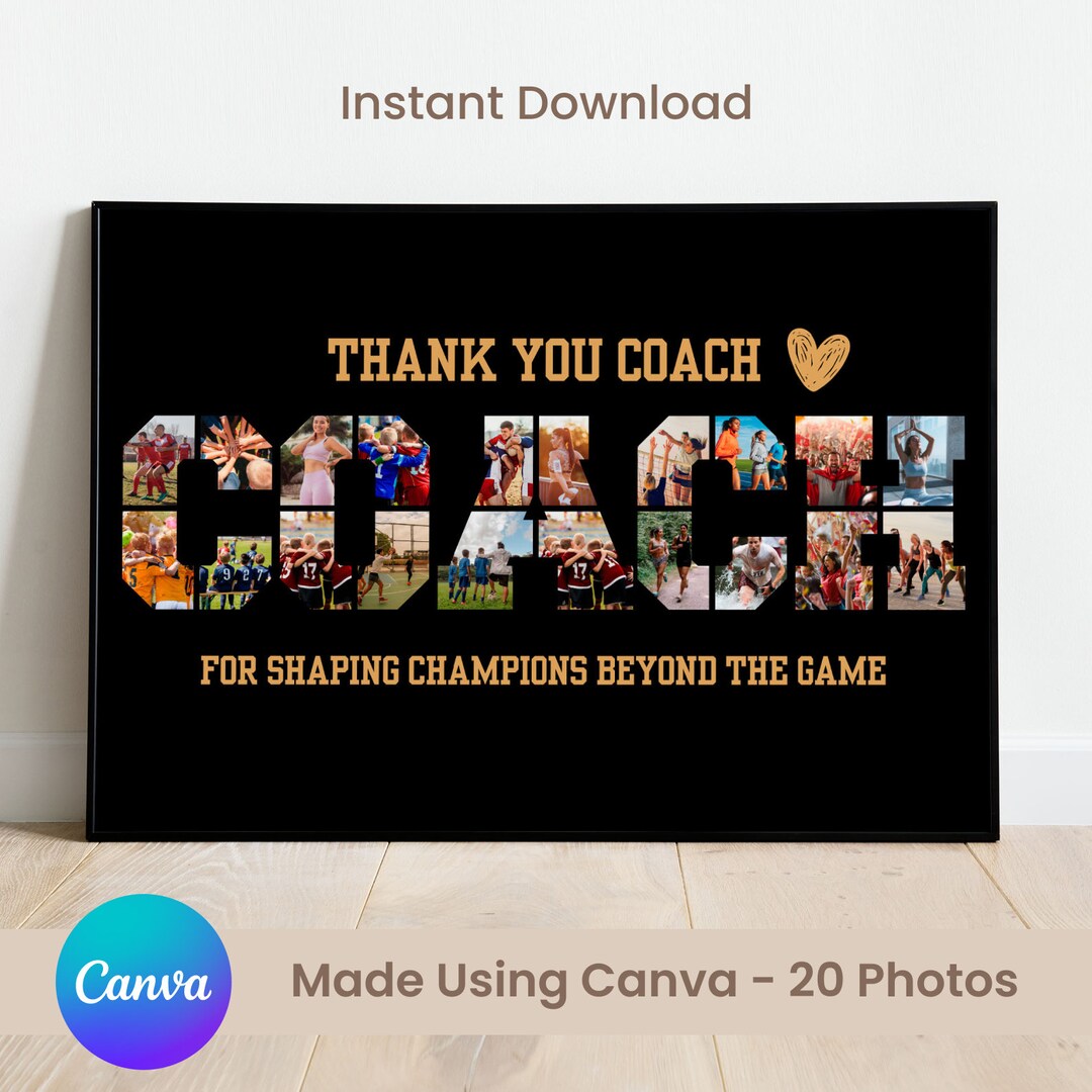 Coach Photo Collage Print - Appreciation Gift for Sports Team Coach ...