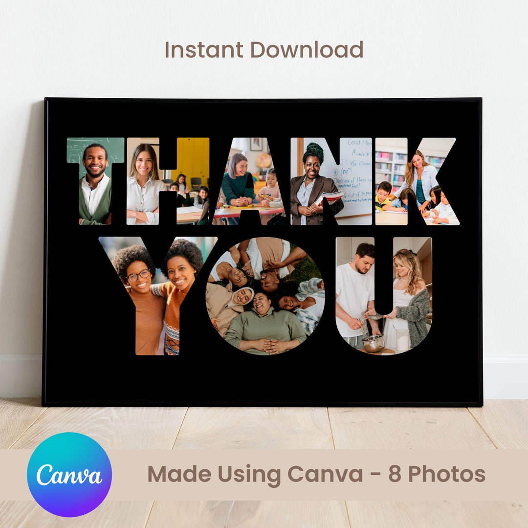 Editable Heartfelt Thank You Photo Collage Print - Appreciation Gift ...