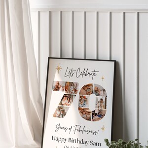 70th Birthday Sign: Celebrating the 70, Personalizable Picture Collage ...