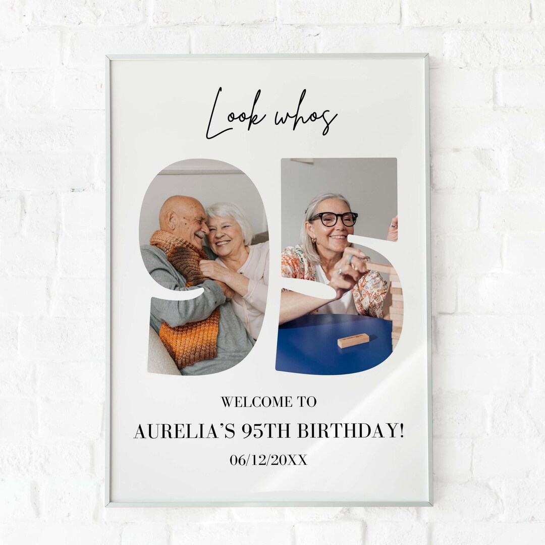 95th Birthday Sign: Celebrating the 95, Personalizable Picture Collage ...