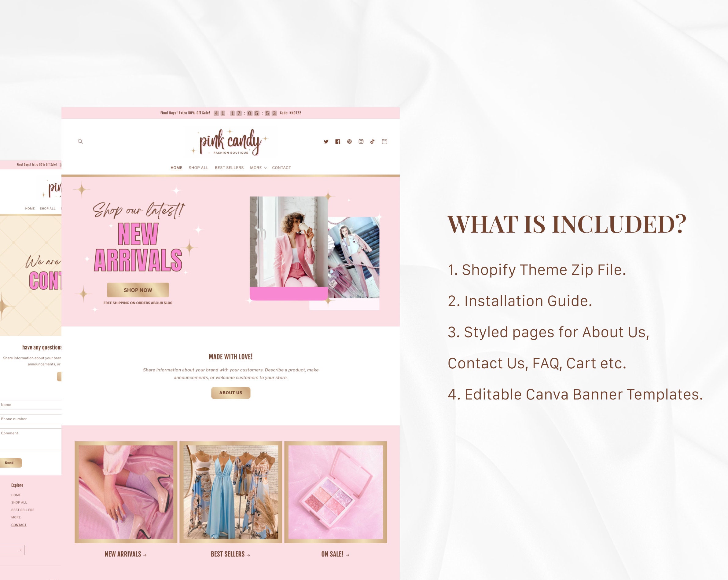 Pink Fashion Boutique Shopify Theme - Feminine and Minimal Design ...