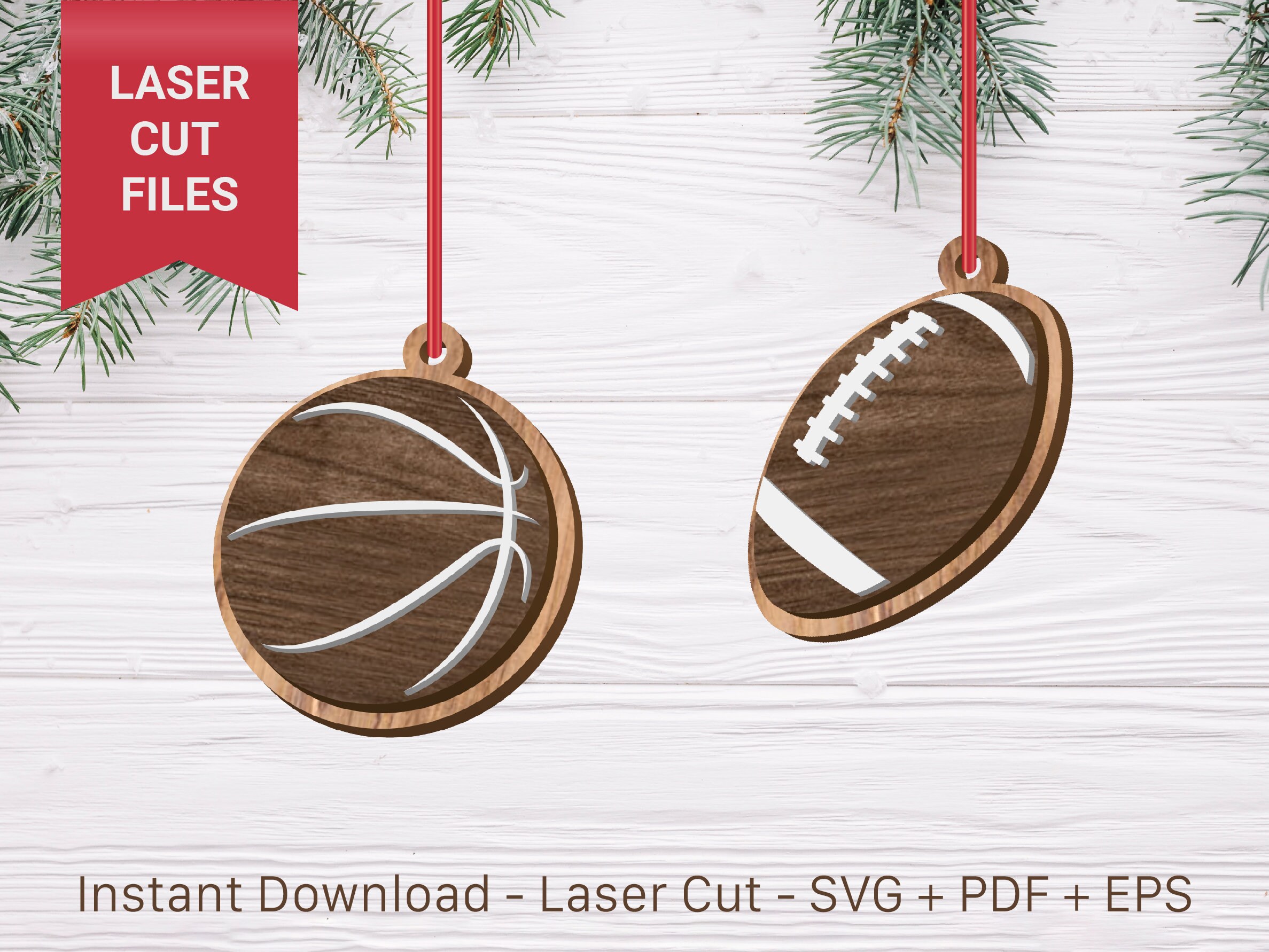 Football Ornament Cut Files - Split Football Christmas Ornament ...