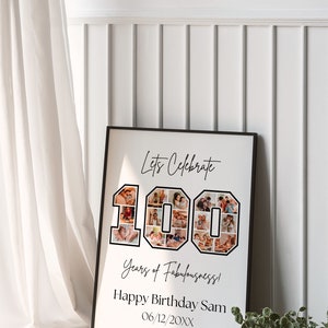 100th Birthday Sign: Celebrating the 100, Personalizable Picture ...