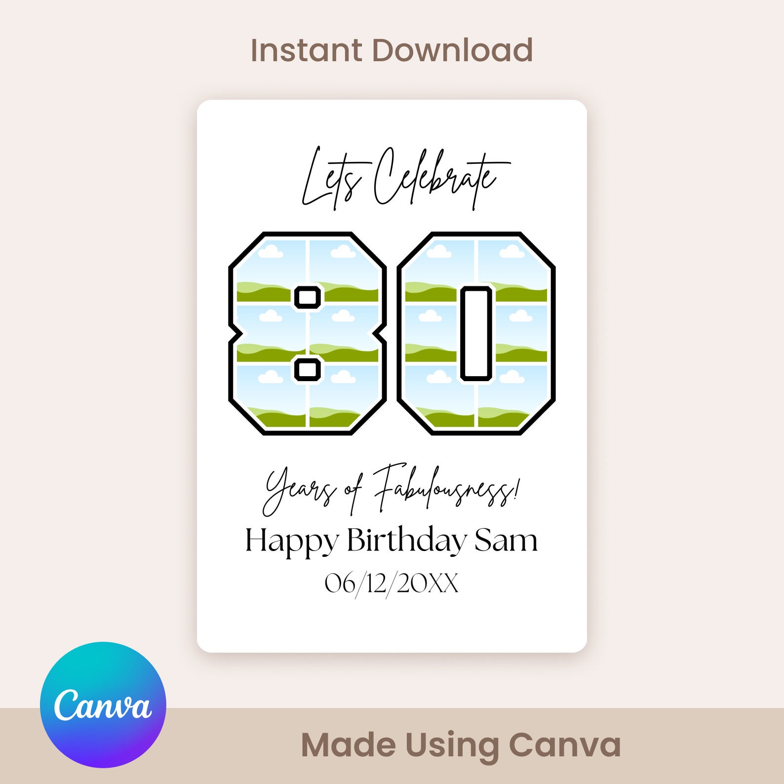 80th Birthday Sign: Celebrating the 80, Personalizable Picture Collage ...