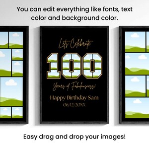 100th Birthday Sign: Celebrating the 100, Personalizable Picture ...