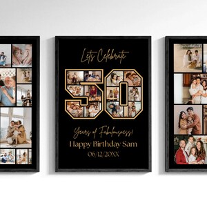 50th Birthday Sign: Celebrating the 50, Personalizable Picture Collage ...