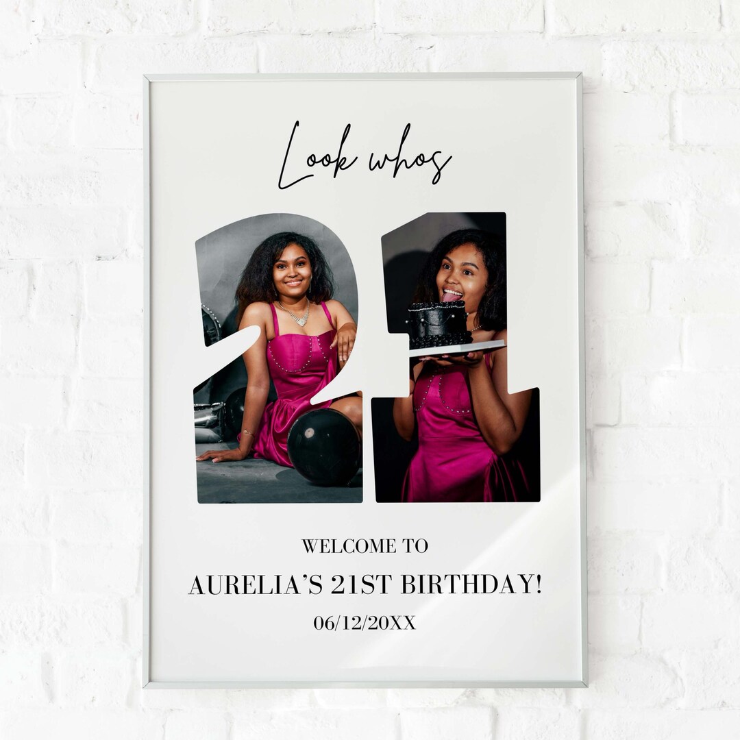 21st Birthday Sign: Celebrating the 21, Personalizable Picture Collage ...