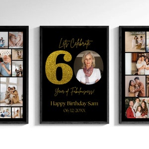 60th Birthday Sign: Celebrating the 60, Personalizable Picture Collage ...