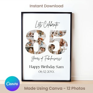 85th Birthday Sign: Celebrating the 85, Personalizable Picture Collage ...