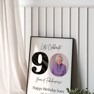 90th Birthday Sign: Celebrating the 90, Personalizable Picture Collage ...