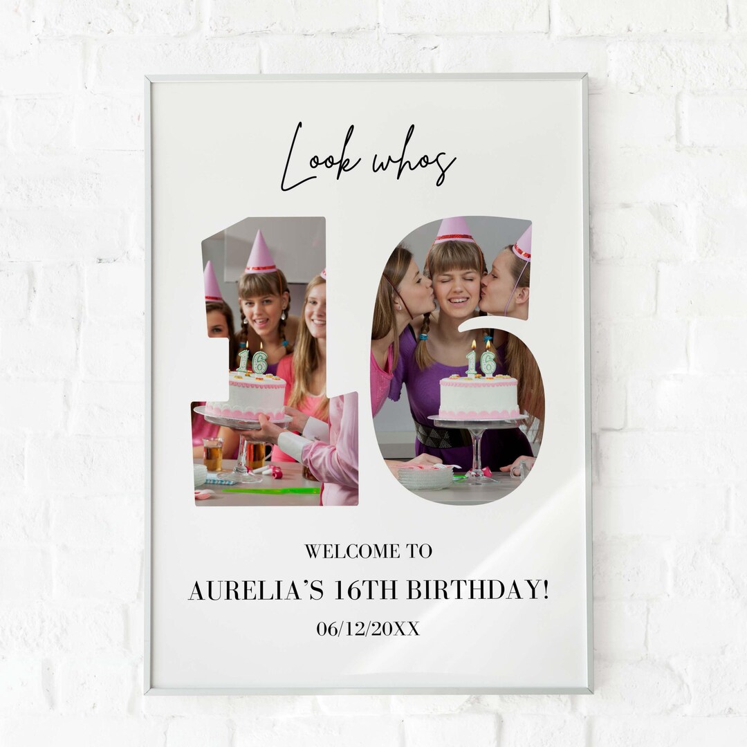 16th Birthday Sign: Celebrating the 16, Personalizable Picture Collage ...