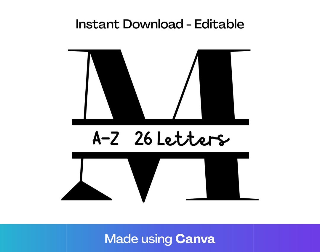 Alphabet Split Monogram Editable Canva- Split Monogram Canva - Editable ...