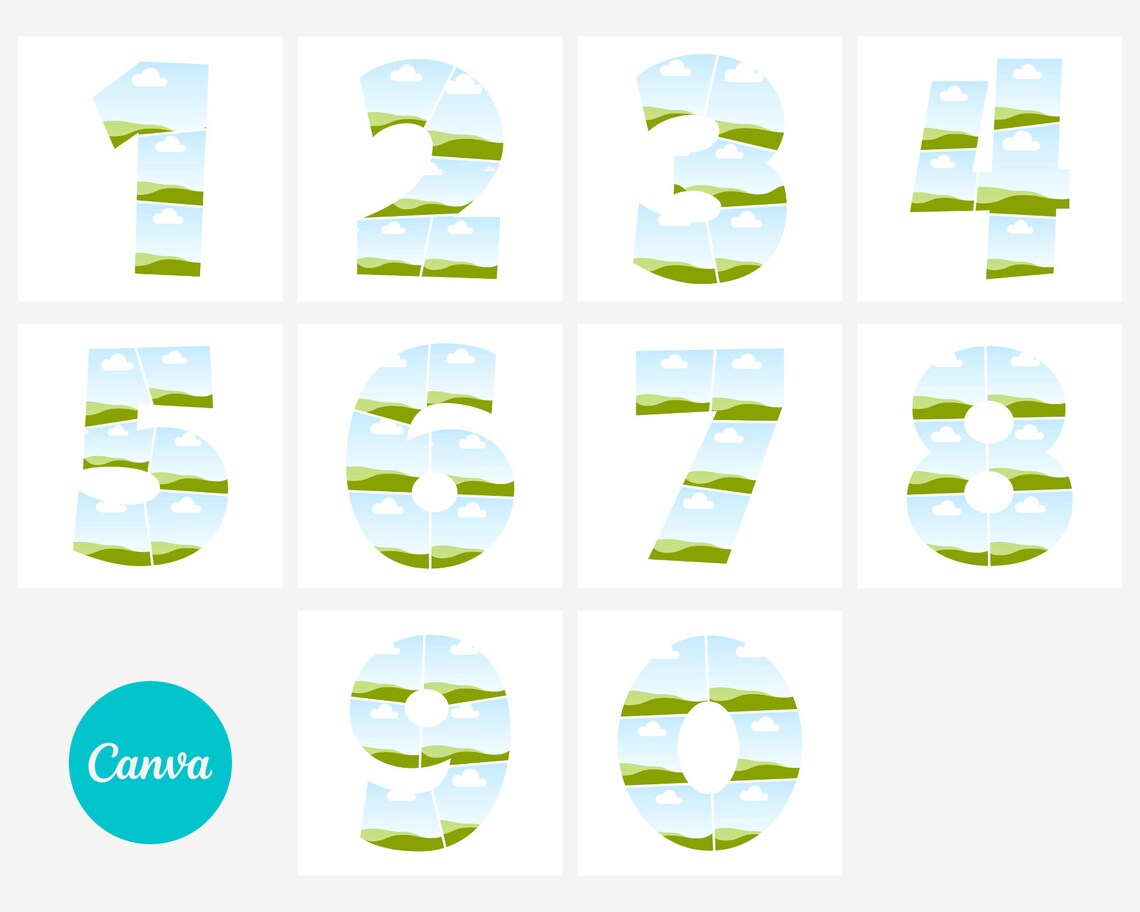 Easy Drag and Drop 0-9 Number Photo Collage - DIY on Canva. Easy Drag ...