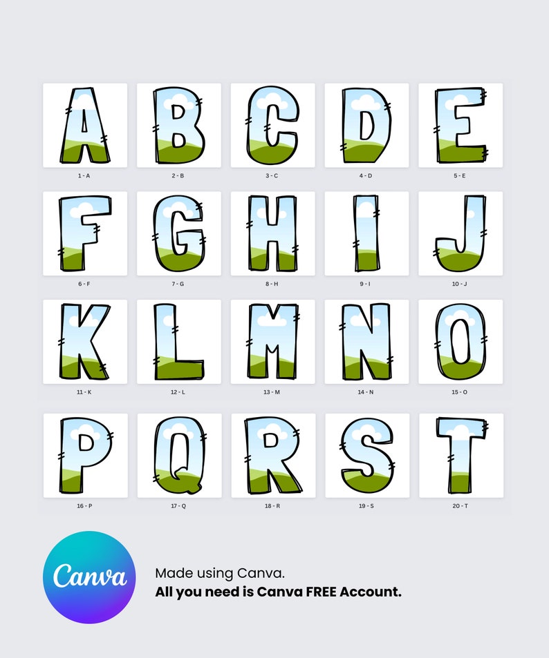 DIY Doodle Letters on Canva. Easy Drag and Drop Alphabet and - Etsy