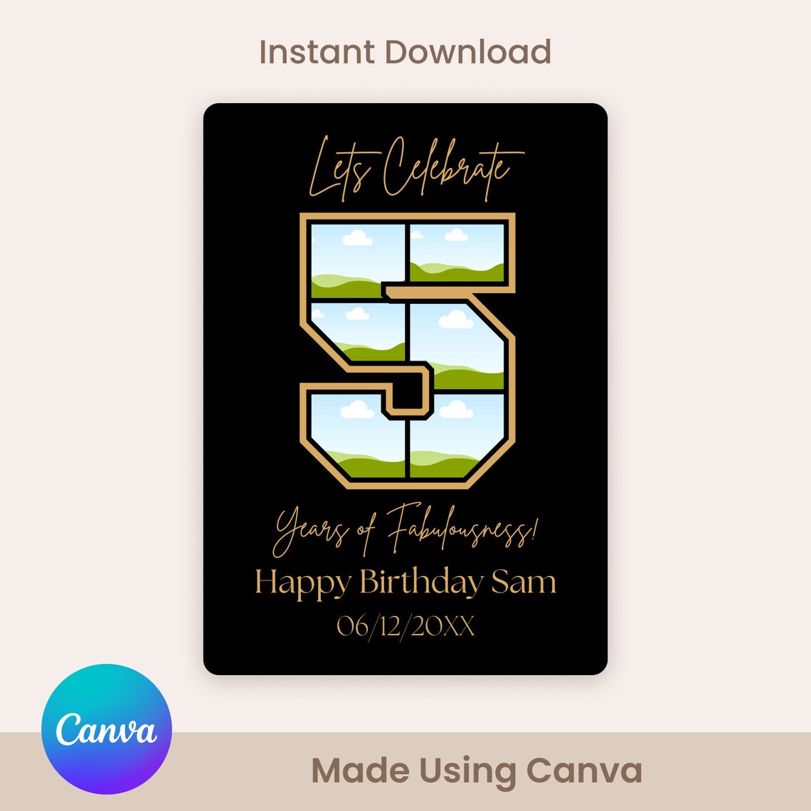 5th Birthday Sign: Celebrating the 5, Personalizable Picture Collage ...