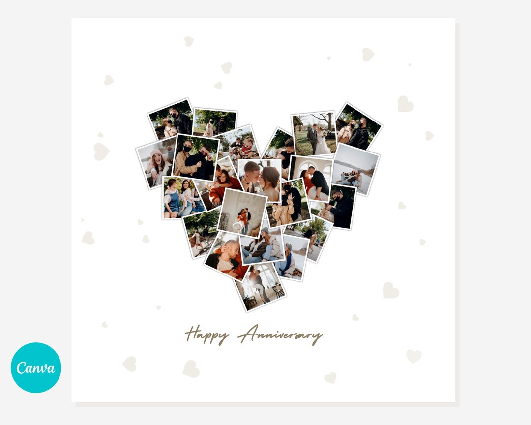 Easy Drag and Drop Heart Shape Photo Collage - DIY on Canva. Easy Drag ...