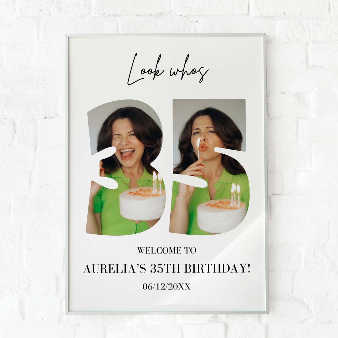 35th Birthday Sign: Celebrating the 30, Personalizable Picture Collage ...