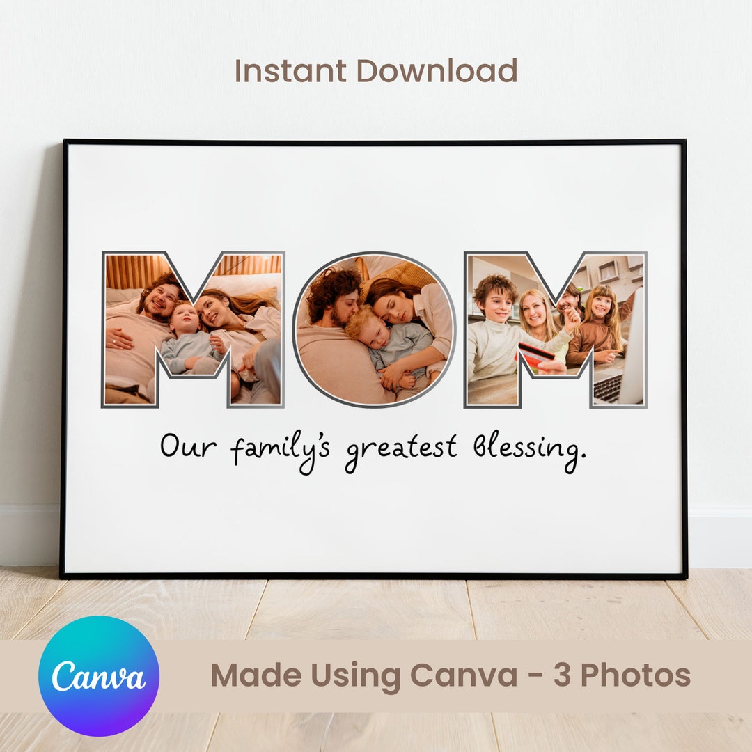 Editable MOM Photo Frame, Mom Photo Collage Montage, Personalized MOM ...