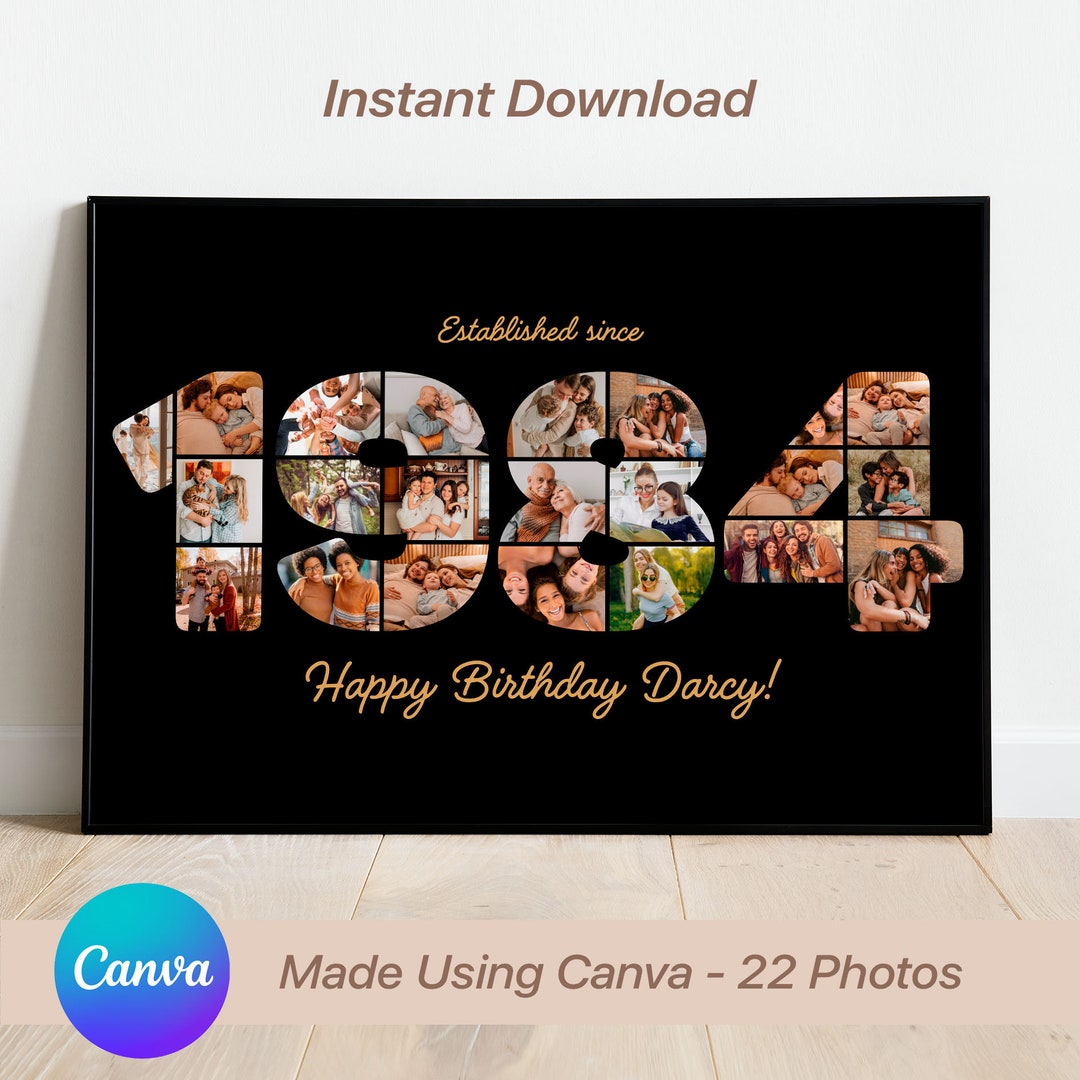 Editable 1984 Birthday Poster | Canva Template | 40th Birthday Gift ...