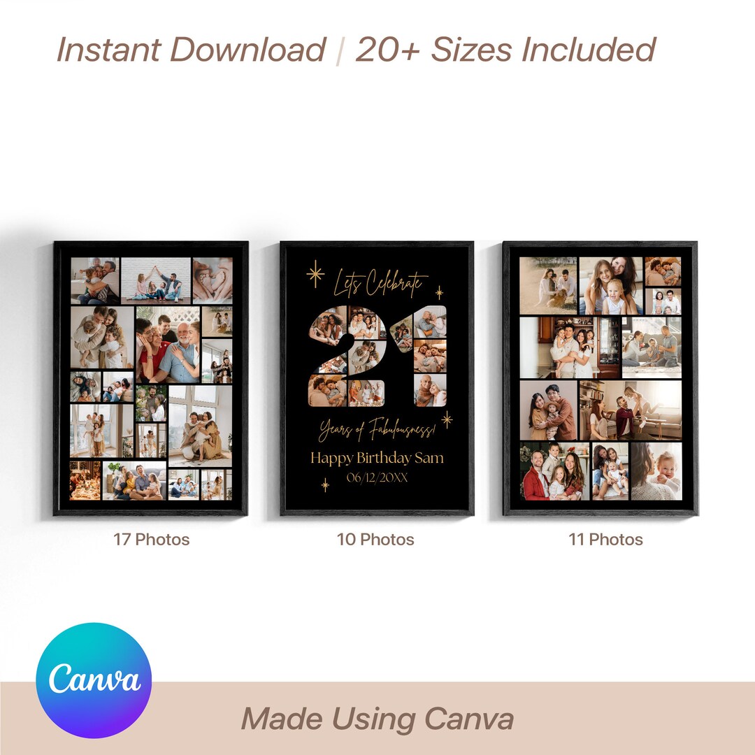 21st Birthday Sign: Celebrating the 21, Personalizable Picture Collage ...