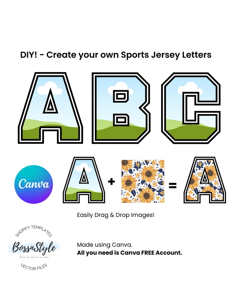 DIY Varsity Sports Jersey Letters on Canva. Easy Drag and Drop - Etsy