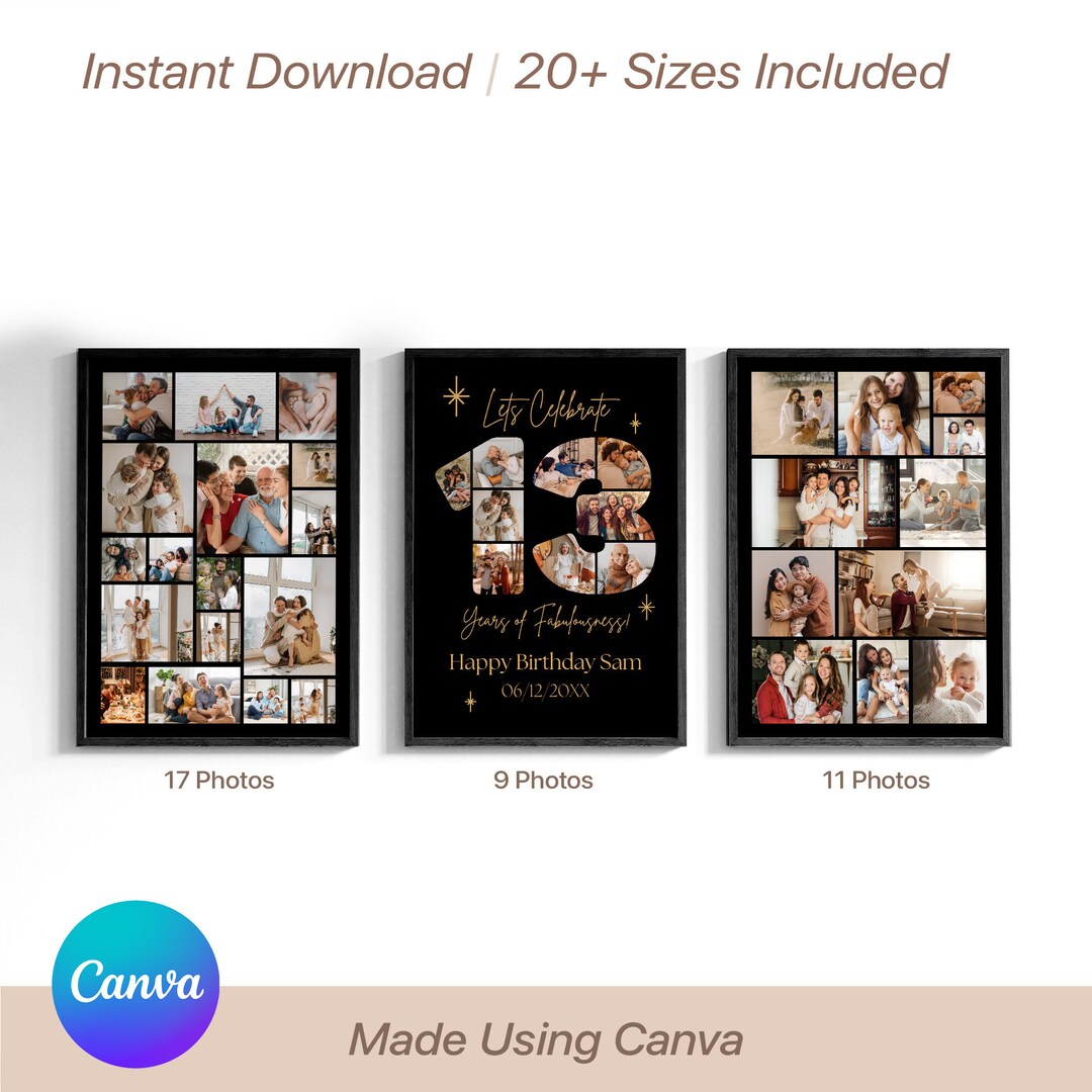 13th Birthday Sign: Celebrating the 13, Personalizable Picture Collage ...