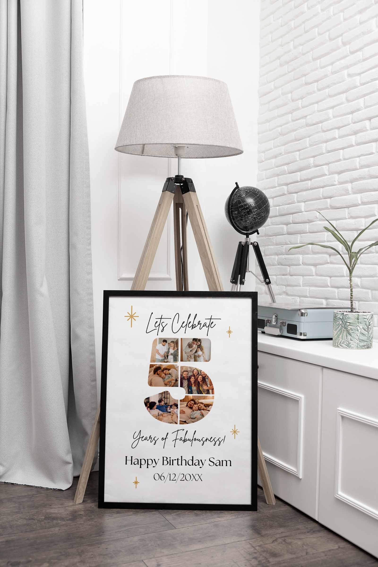 5th Birthday Sign: Celebrating the 5, Personalizable Picture Collage ...