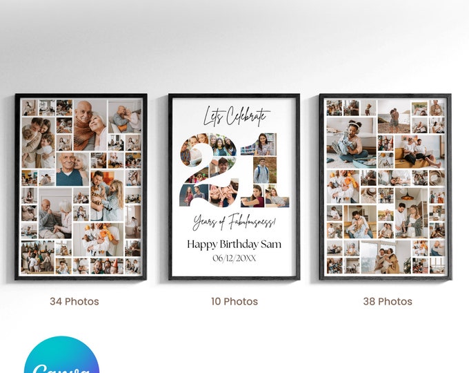21st Birthday Gift for Her Personalized 21 Photo Collage Party ...