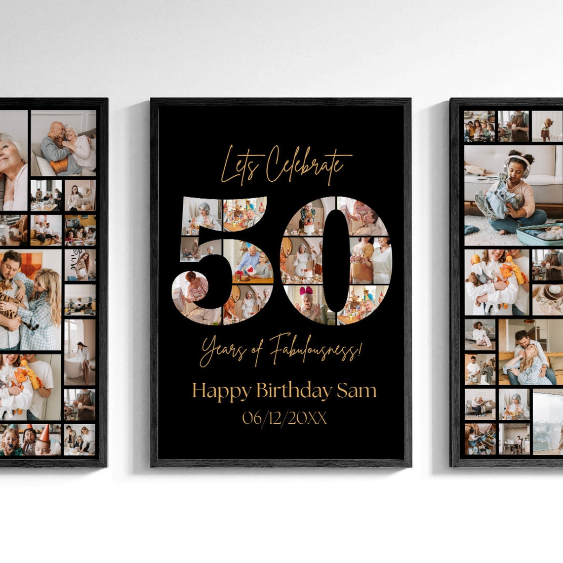 50th Year Birthday Photo Collage Easy Drag and Drop - DIY on Canva ...