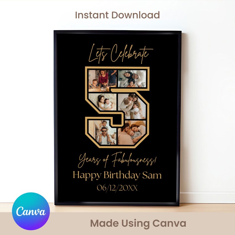 5th Birthday Sign: Celebrating the 5, Personalizable Picture Collage ...