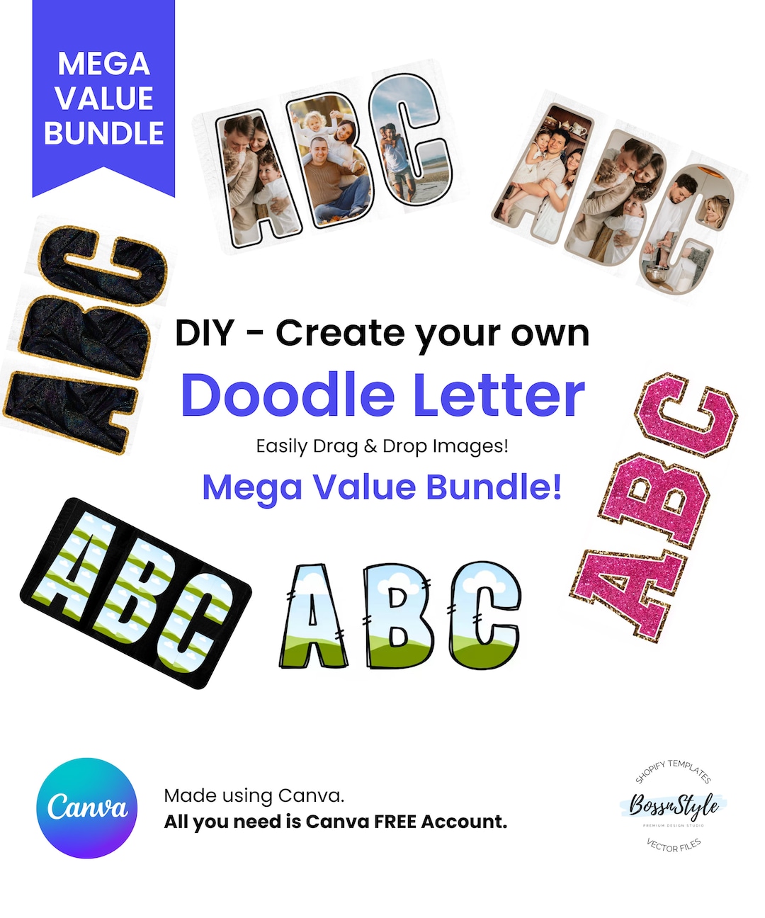 DIY 6 in 1 Alphabets and Numbers on Canva. Easy Drag and Drop Alphabet ...