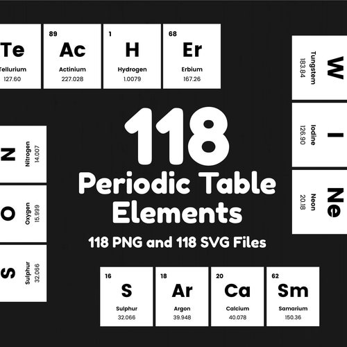 Periodic Table of the Elements SVG PNG DXF Graphic Design Clip - Etsy